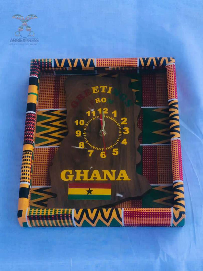 Map of Ghana clock made with traditional African Kente – Abbiexpress
